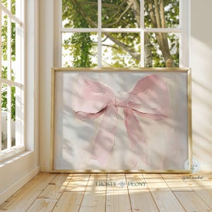 Delicate Pastel Pink Bow Art Print | Coquette Room Decor | Minimalist ...