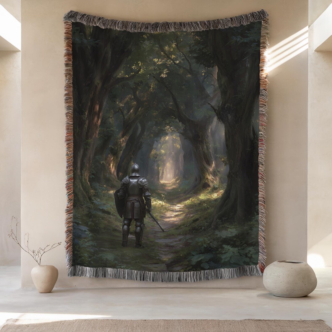 Medieval Knight Woven Blanket, Castlecore Forest Tapestry - Etsy