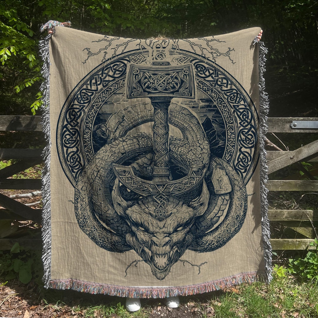 World Serpent Viking Mythology Woven Blanket | Jörmungandr Celtic ...