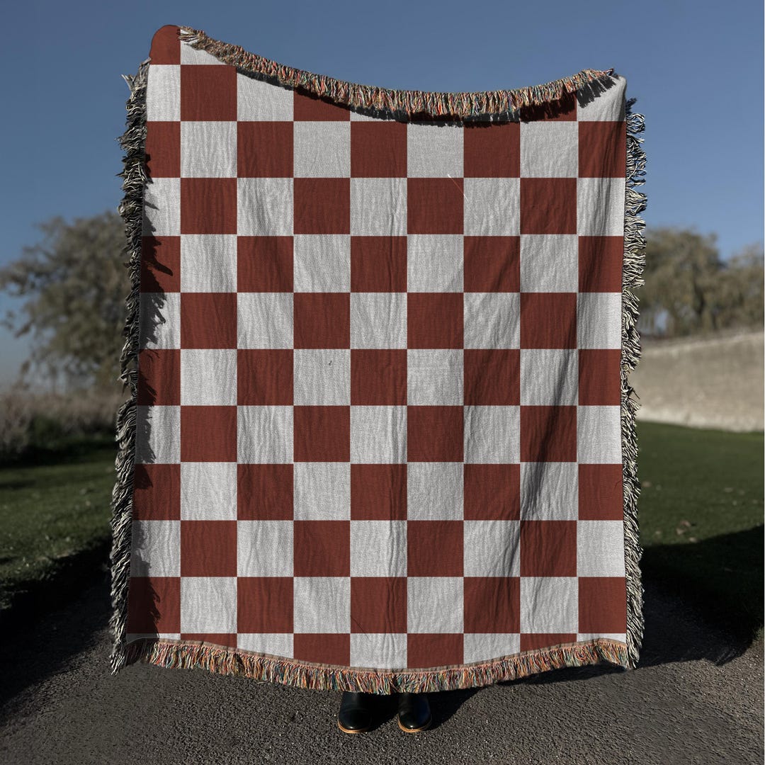 Checkered Woven Blanket, Plaid Throw Blanket, Farmhouse Home Decor ...