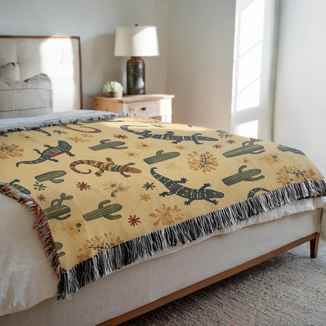 Hopi Inspired Gecko Woven Blanket, South West Woven Tapestry, Native ...