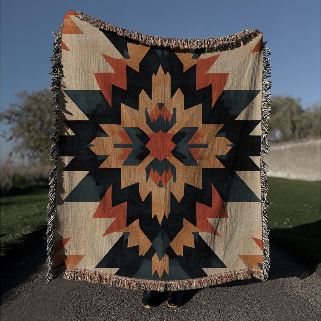 South West Geometric Design Woven Blanket: Navajo Art Style, Native ...