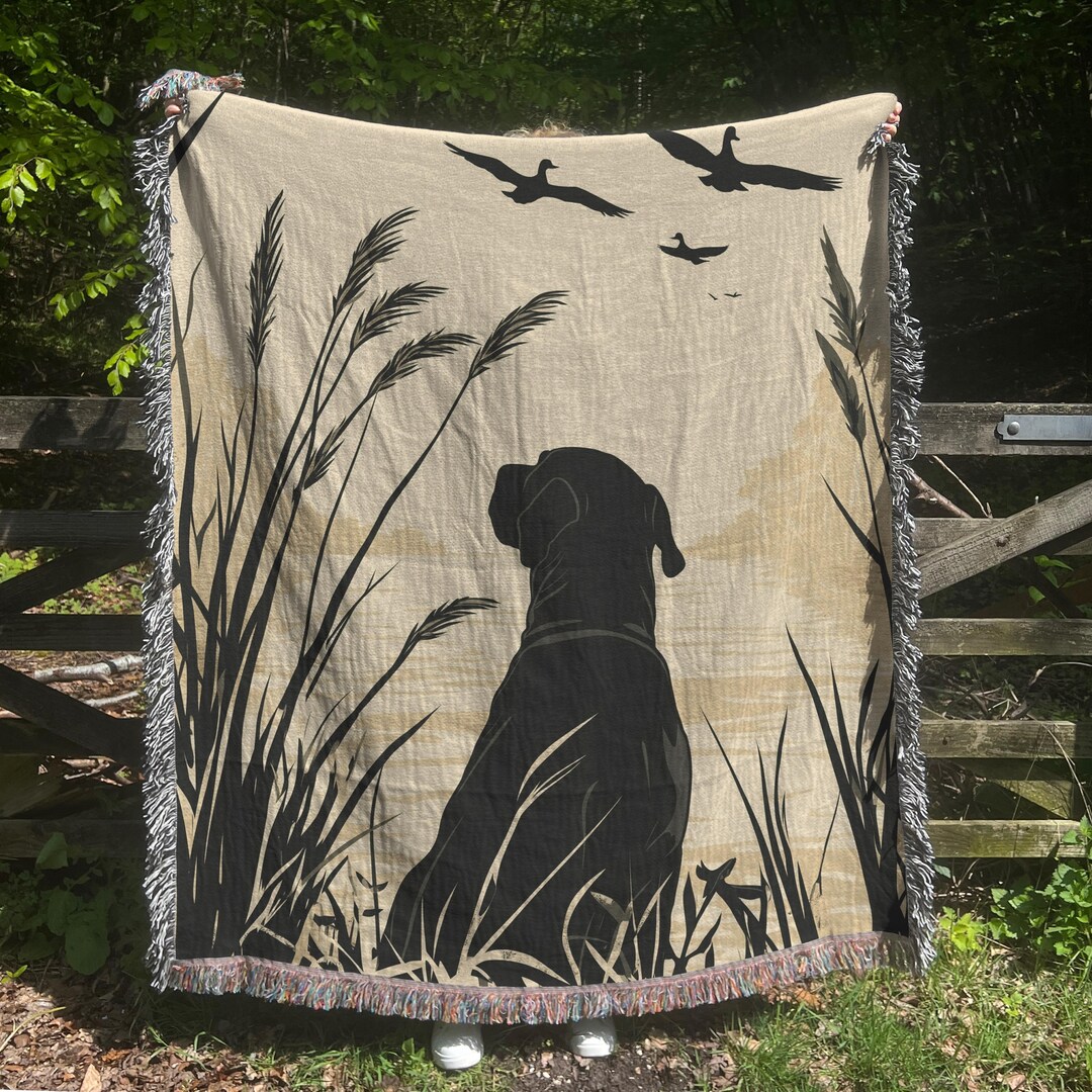 Dog Throw Blanket, Hunting Dog Blanket, Hunting Decor, Black Lab ...