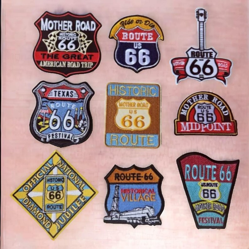 Route 66 Vintage Embroidery Patchharley Motorcycle Fabric Badgetriumph ...