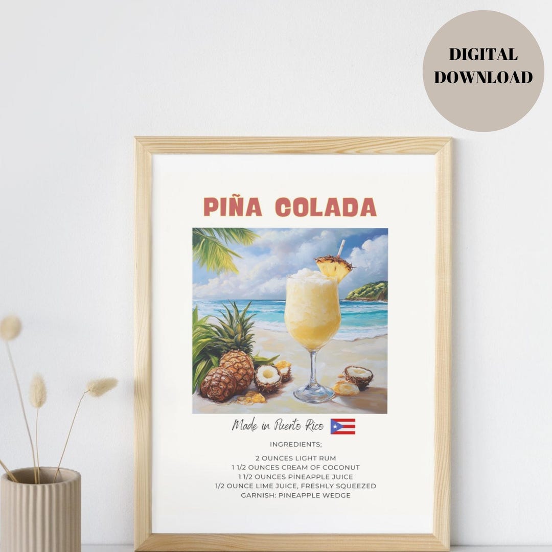 Pina Colada Print, Pina Colada Wall Art, Kitchen Print, Wall Art ...