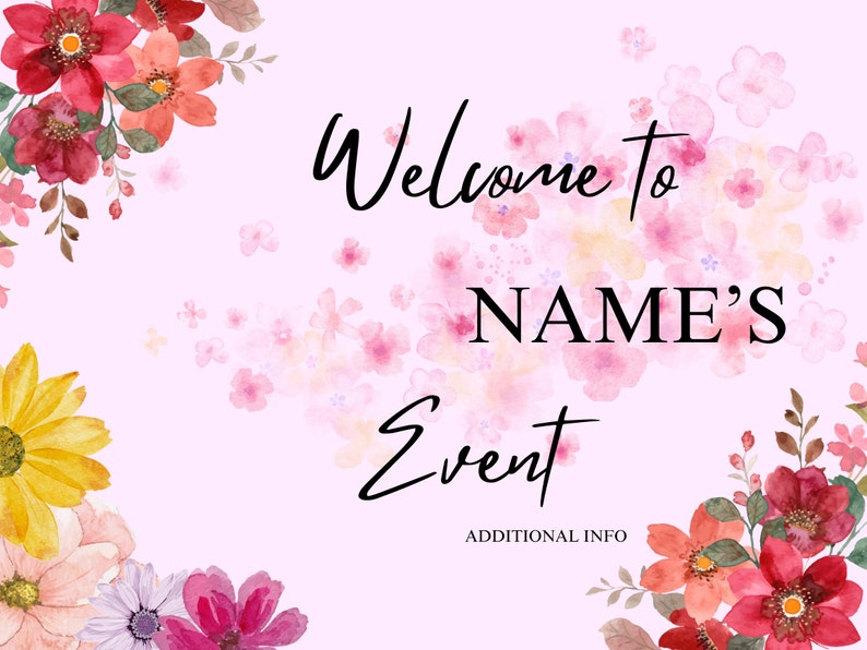 Floral Event Welcome Sign Template - Etsy