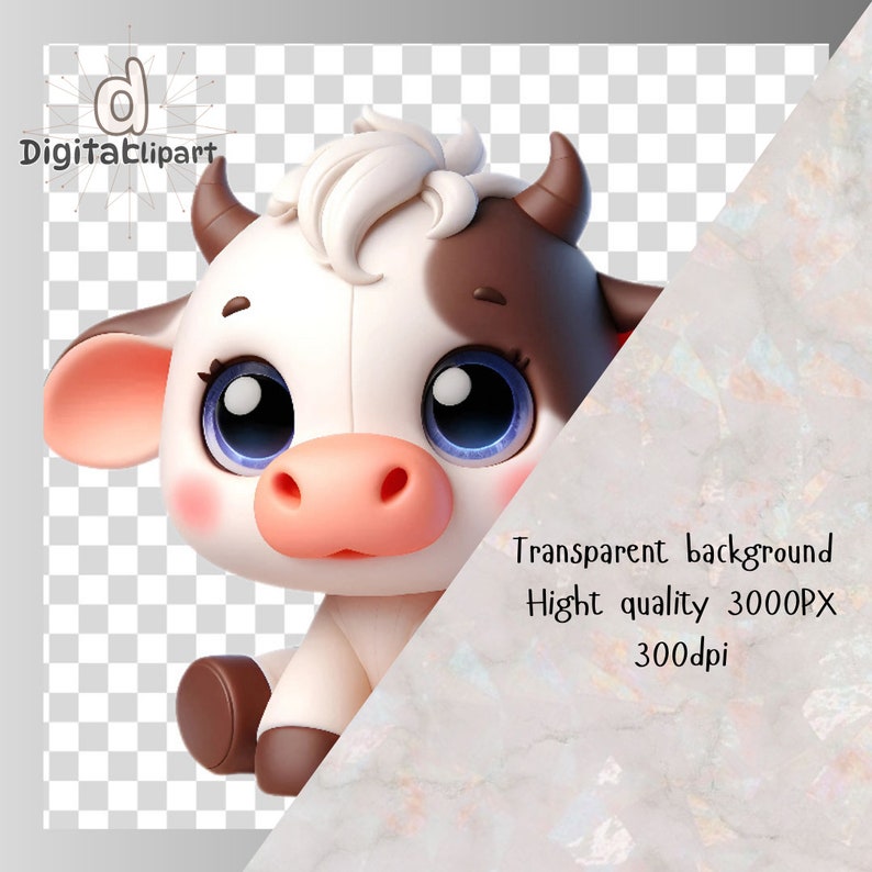 41 Cute Cartoon Animals, Farm, 3D Animal Clipart/ PNG, Nursery-clipart ...