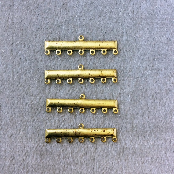 7 Strand Necklace Terminator Vintage Brass End Bar Bead - Etsy