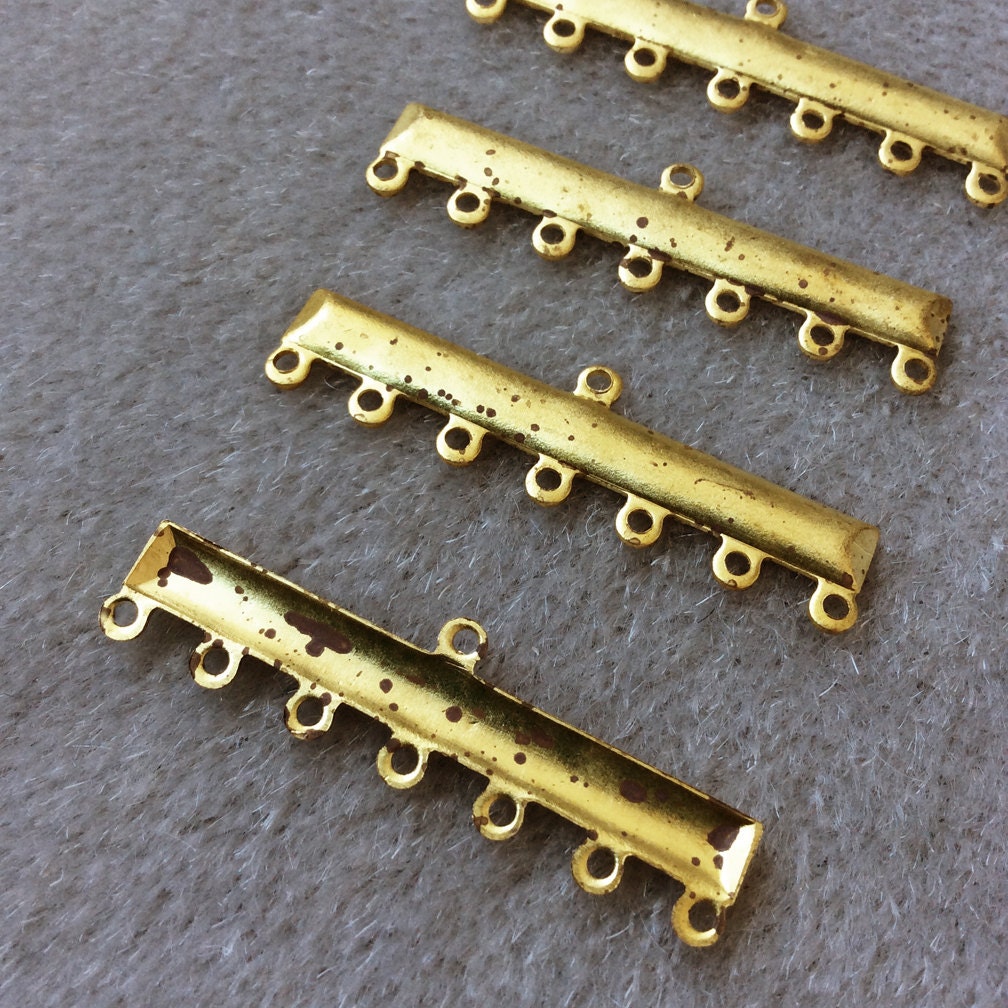 7 Strand Necklace Terminator - Vintage Brass End Bar - Bead Necklace ...