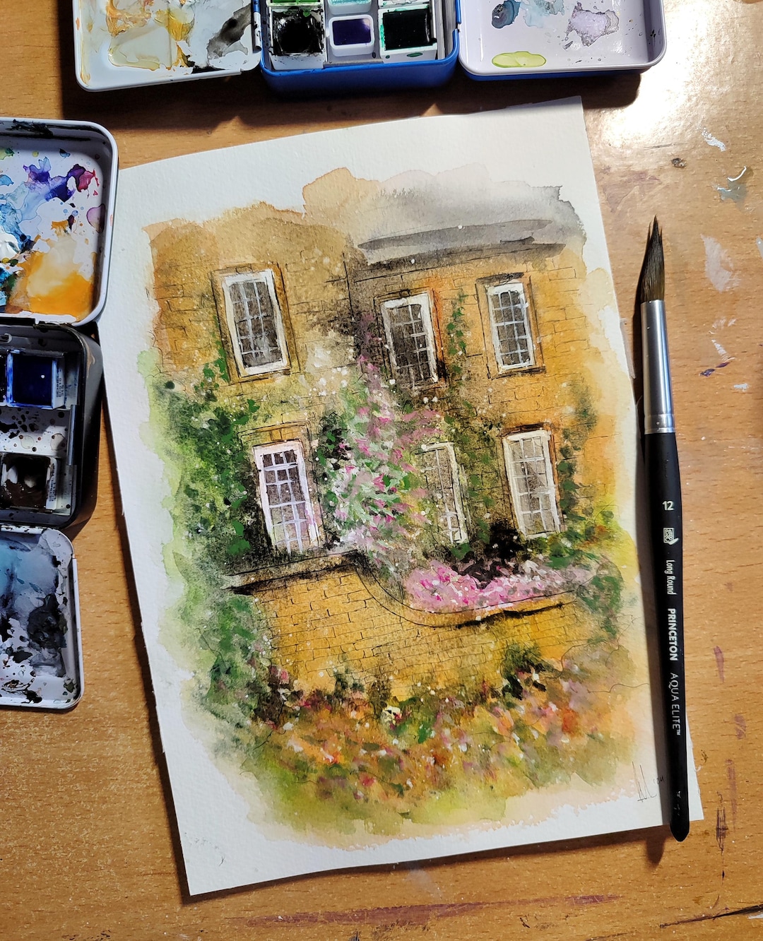 Original Watercolor Building Painting - Etsy