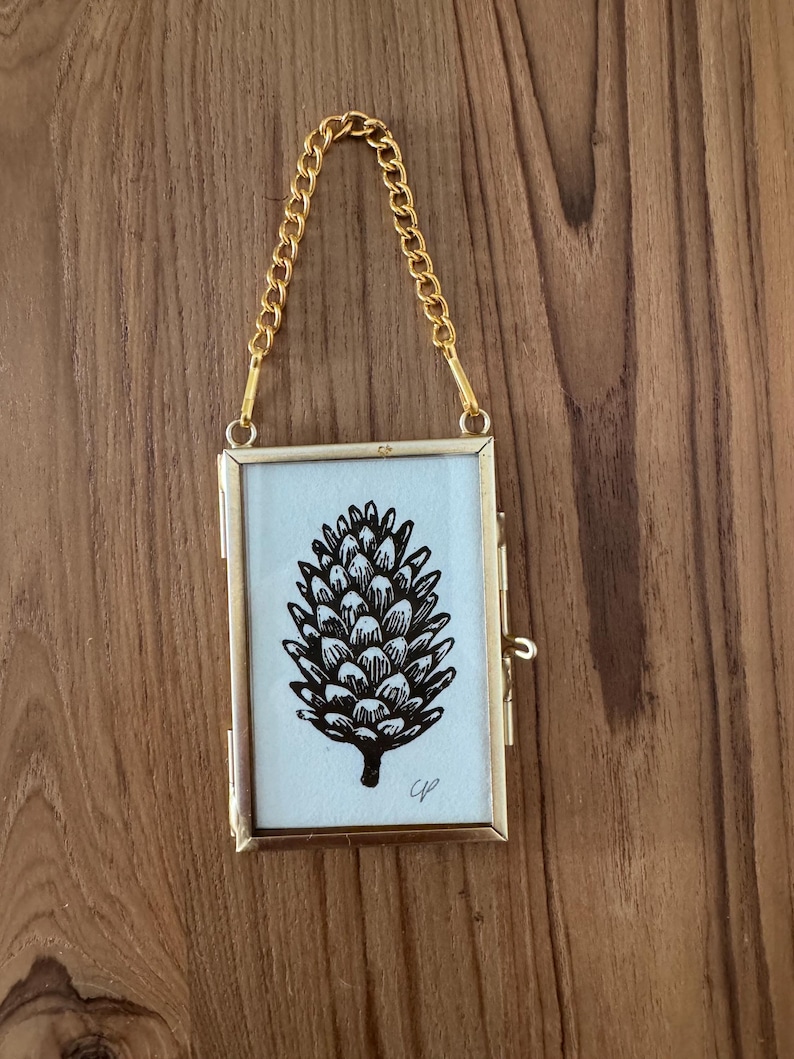 Mini Glass Frame Linocut, Ornament, Hand-printed Art - Etsy
