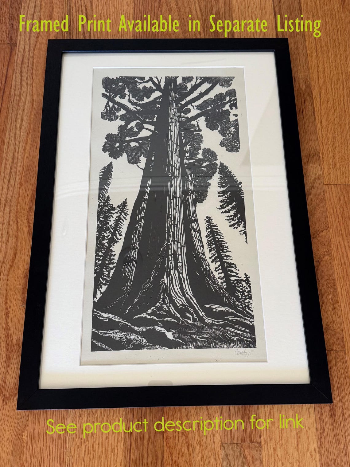 A Redwood Forest Giant, Linocut Tree Print - Etsy
