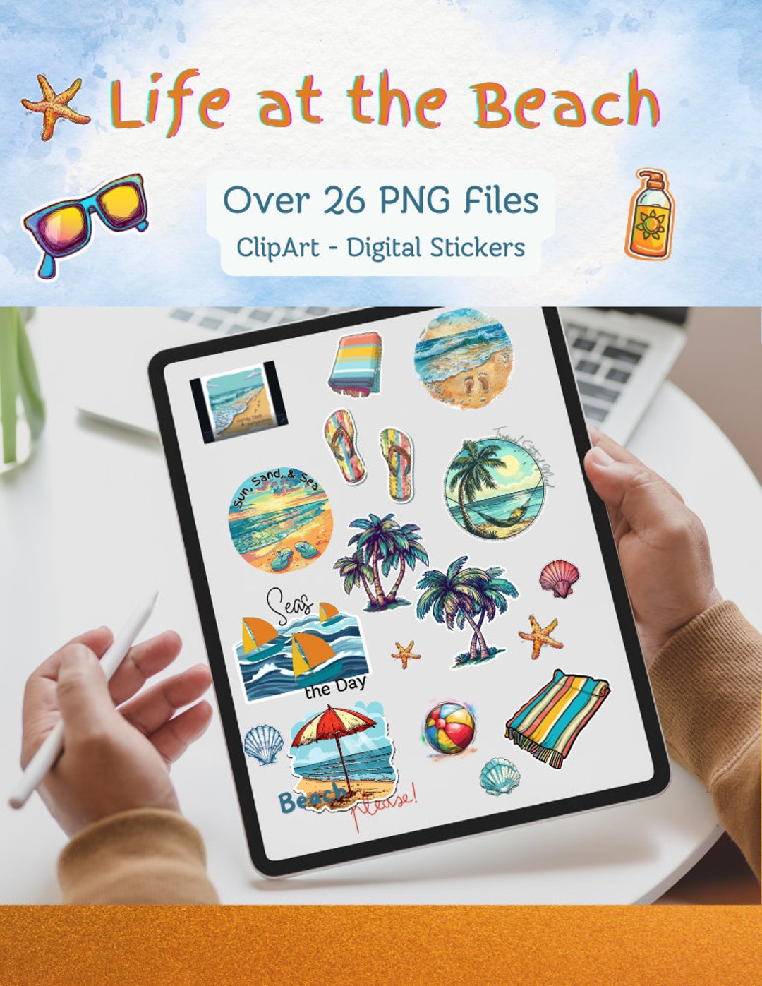Life at the Beach (digital Sticker Pack) - Etsy
