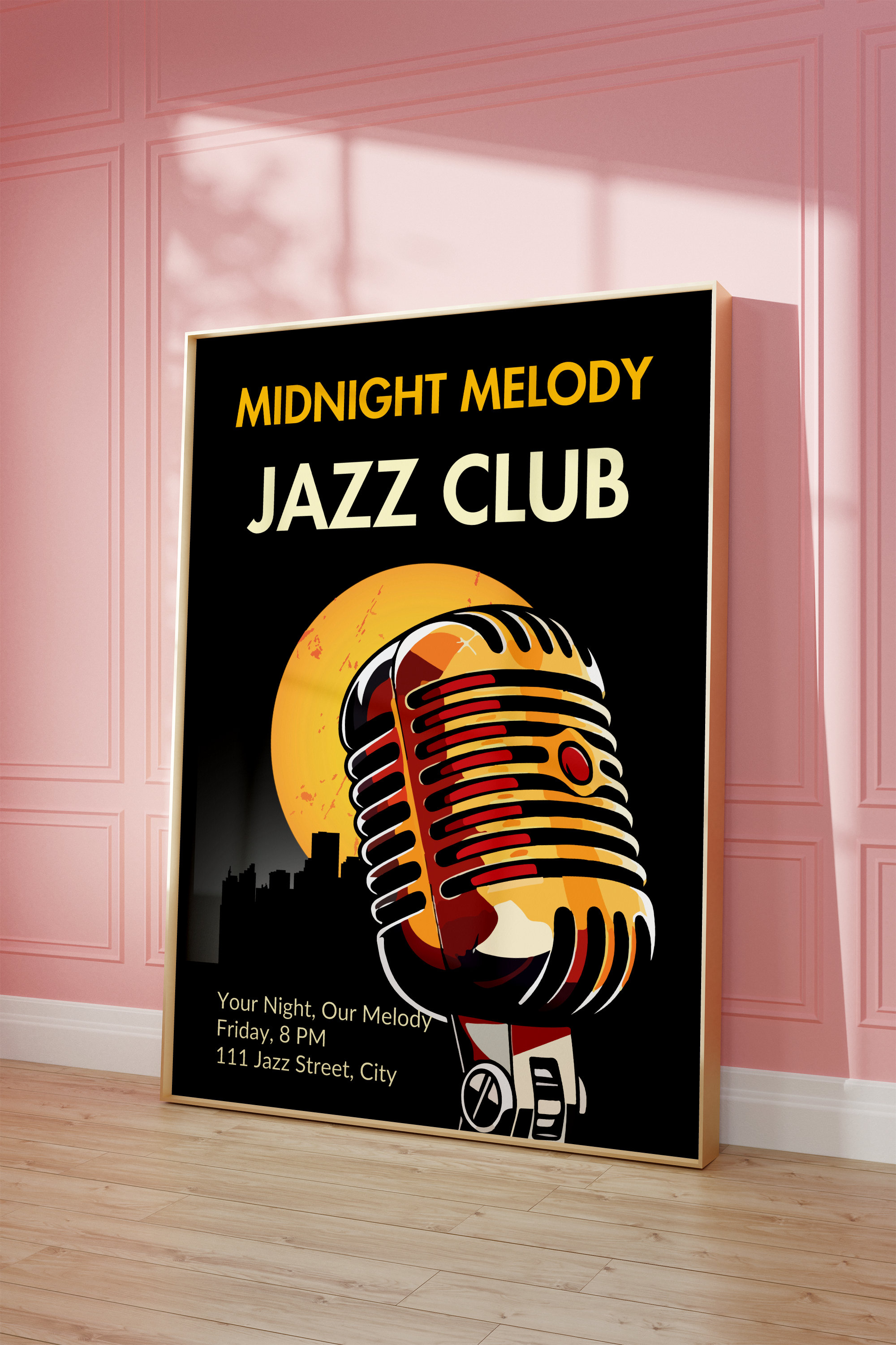 Jazz Club Digital Poster, Retro Microphone Poster, Jazz Poster, Jazz ...