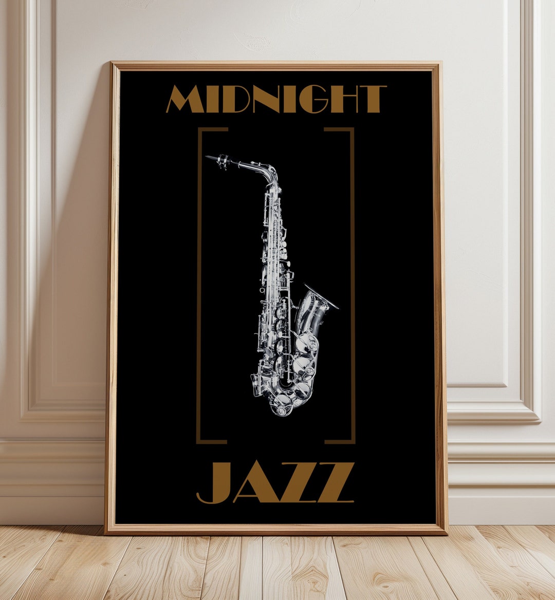 Jazz Poster Midnight Jazz Wall Art Retro Music Decor Jazz Music Poster ...