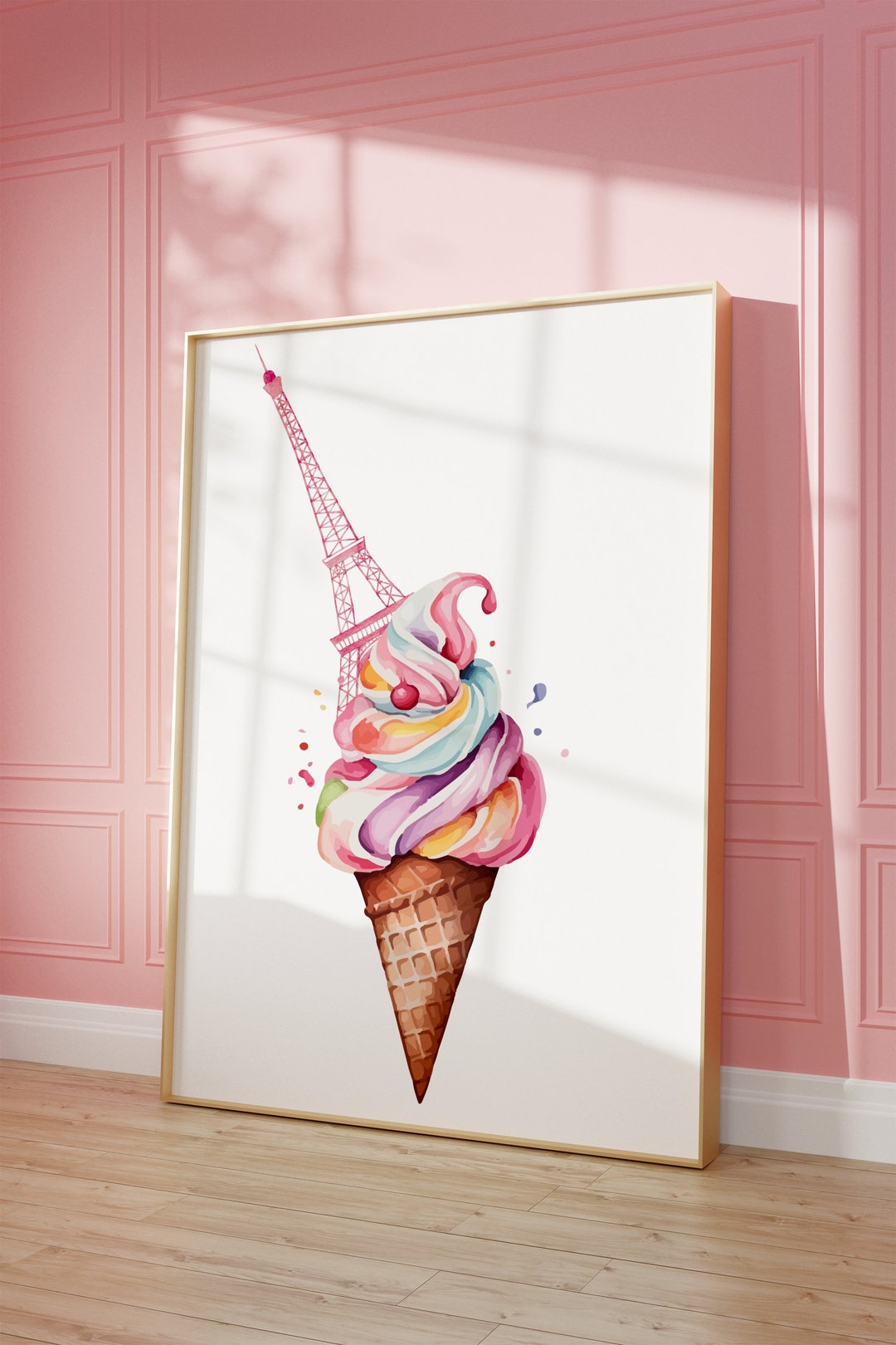 Paris Ice Cream Poster Digital Download Colorful Eiffel Tower Ice Cream ...