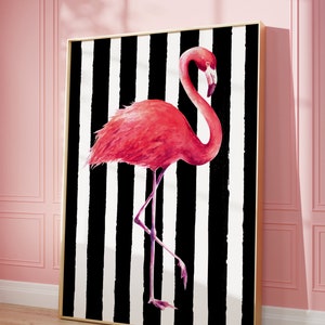 Pink Flamingo Poster, Modern Flamingo Poster, Watercolor Flamingo Print ...