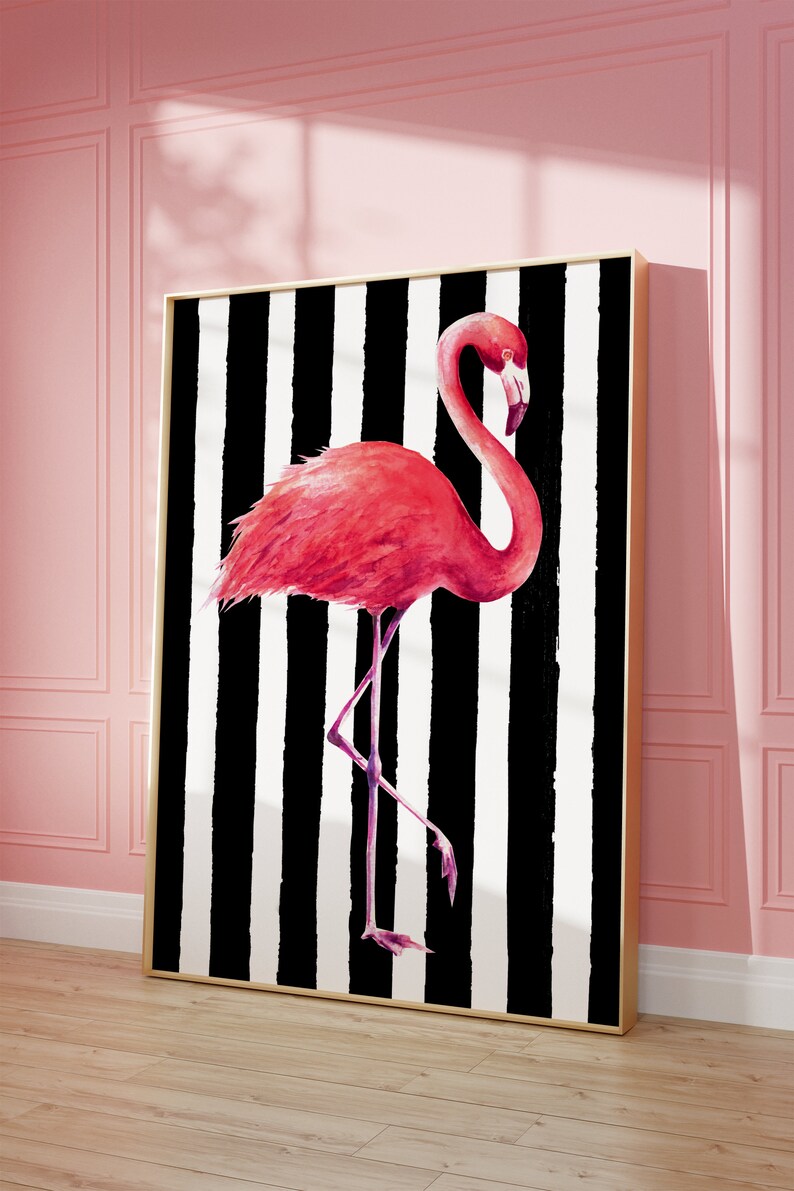 Pink Flamingo Poster, Modern Flamingo Poster, Watercolor Flamingo Print ...
