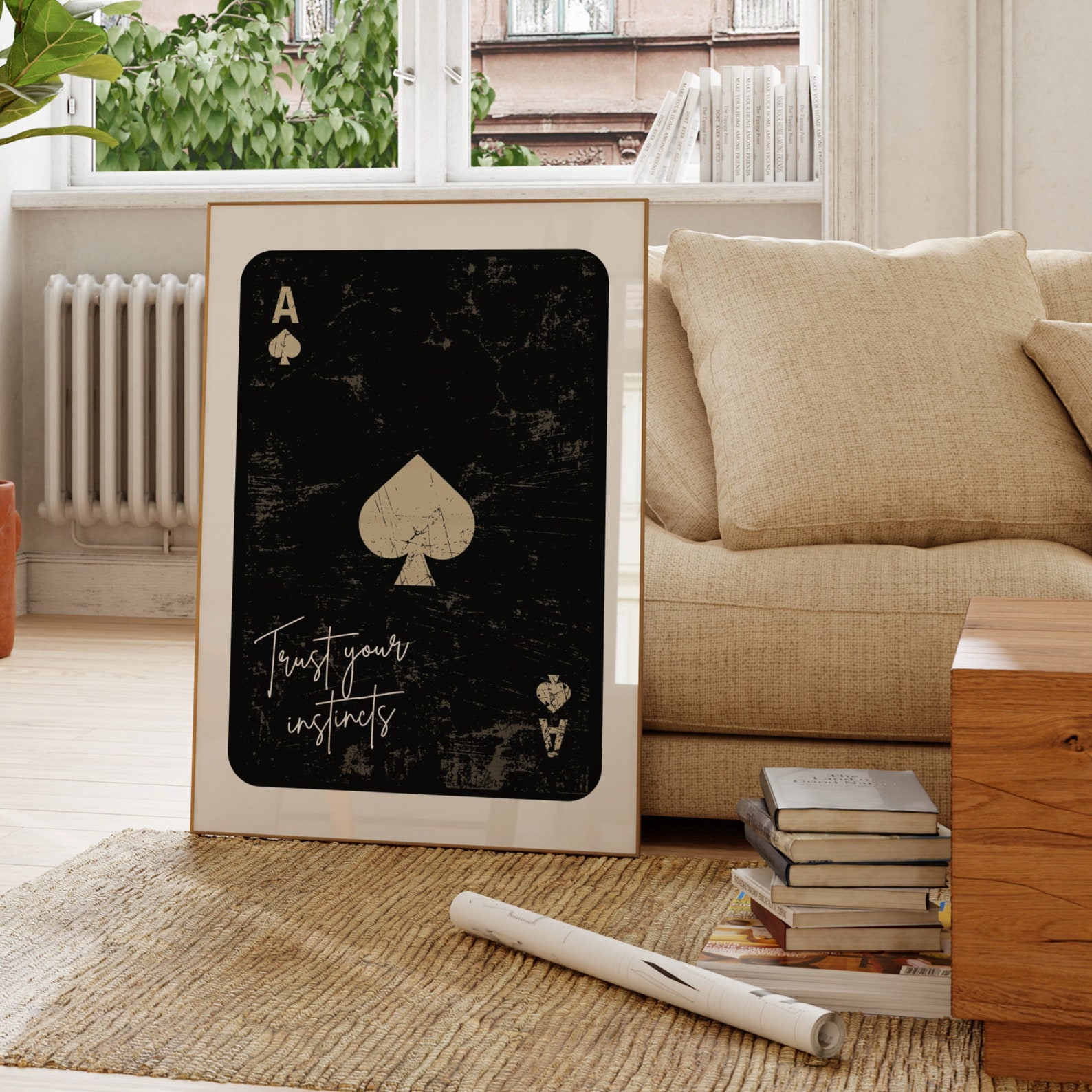 Retro Ace of Spades Poster, Vintage Wall Art, Poker Room Decor, Card ...