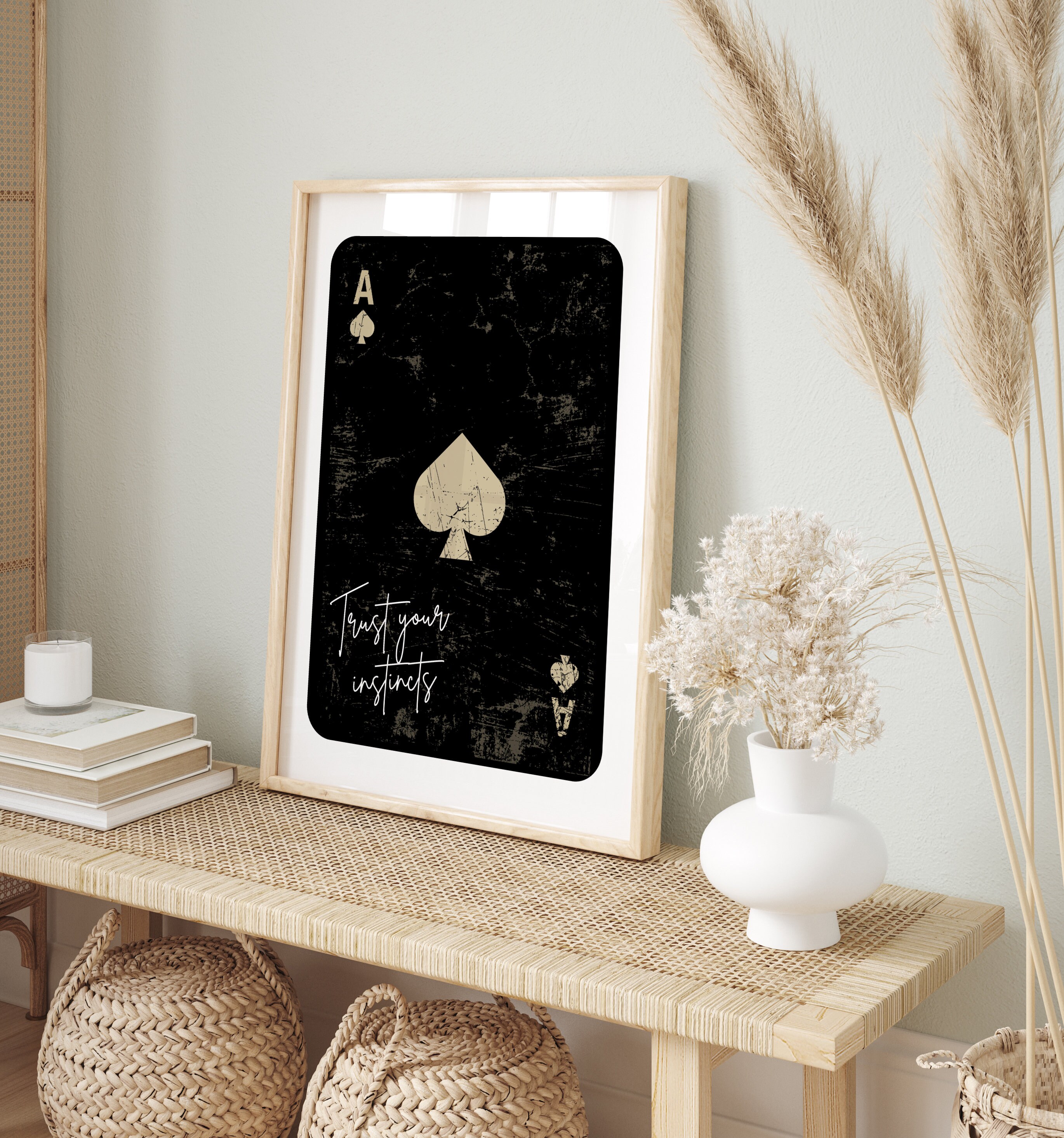 Retro Ace of Spades Poster, Vintage Wall Art, Poker Room Decor, Card ...