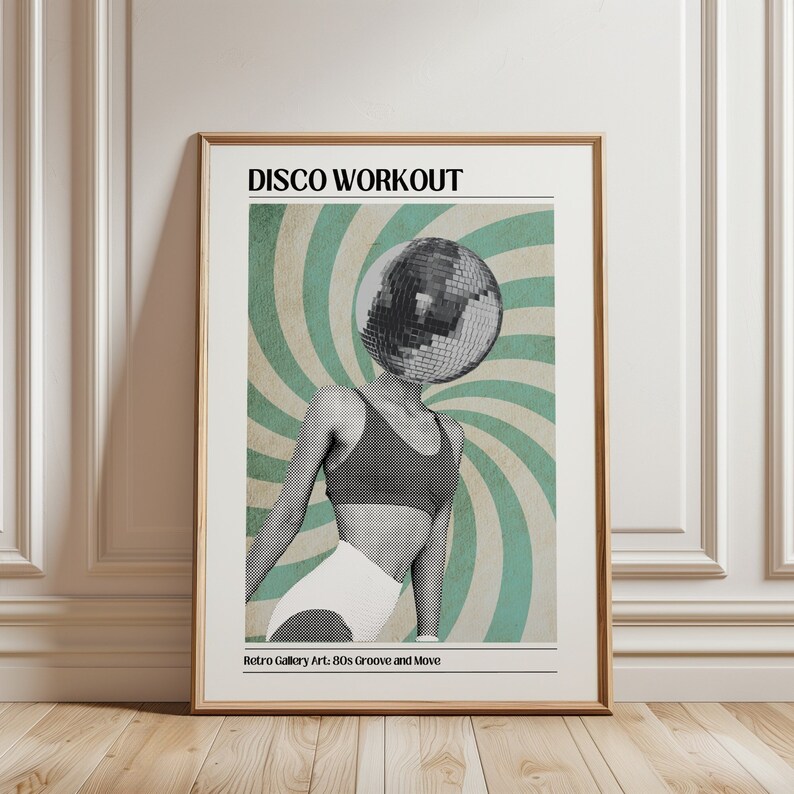 Disco Workout Art Print | Digital Wall Art Poster | Retro Fitness Decor ...