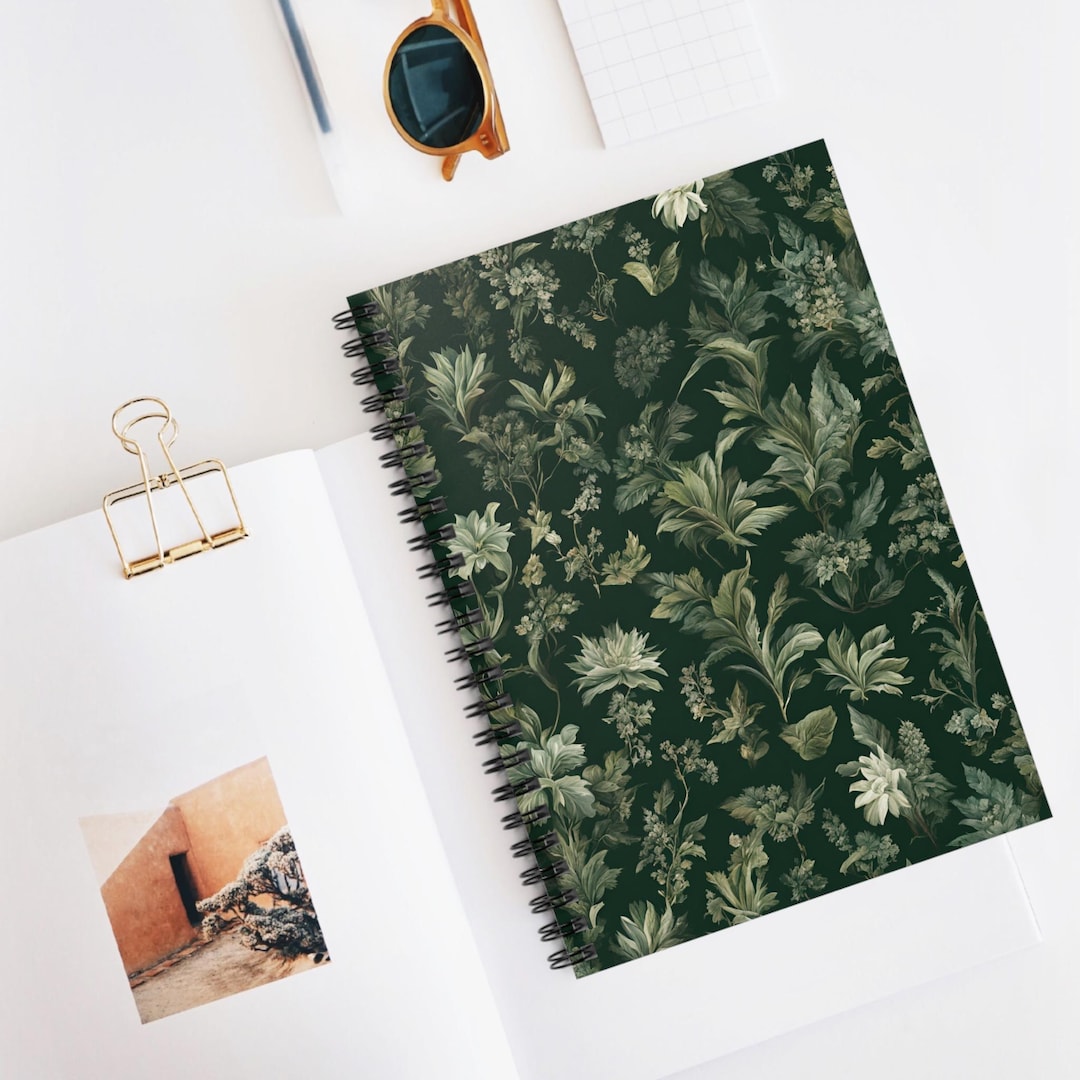 Vintage Dark Green Spiral Notebook Aesthetic Ruled Line Journal for ...