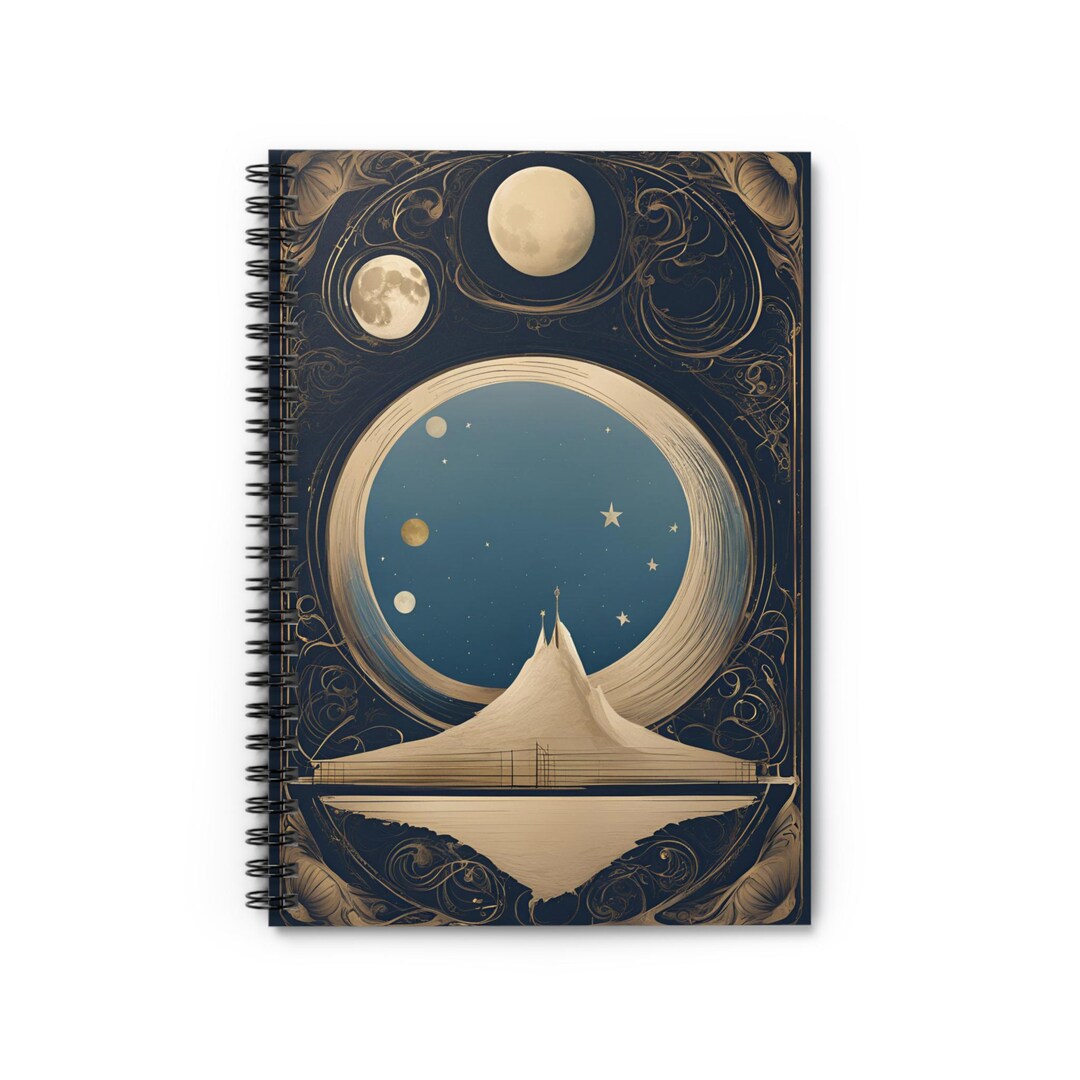 Futuristic Moon Design Spiral Notebook Ruled Line Journal, Unique Lunar ...
