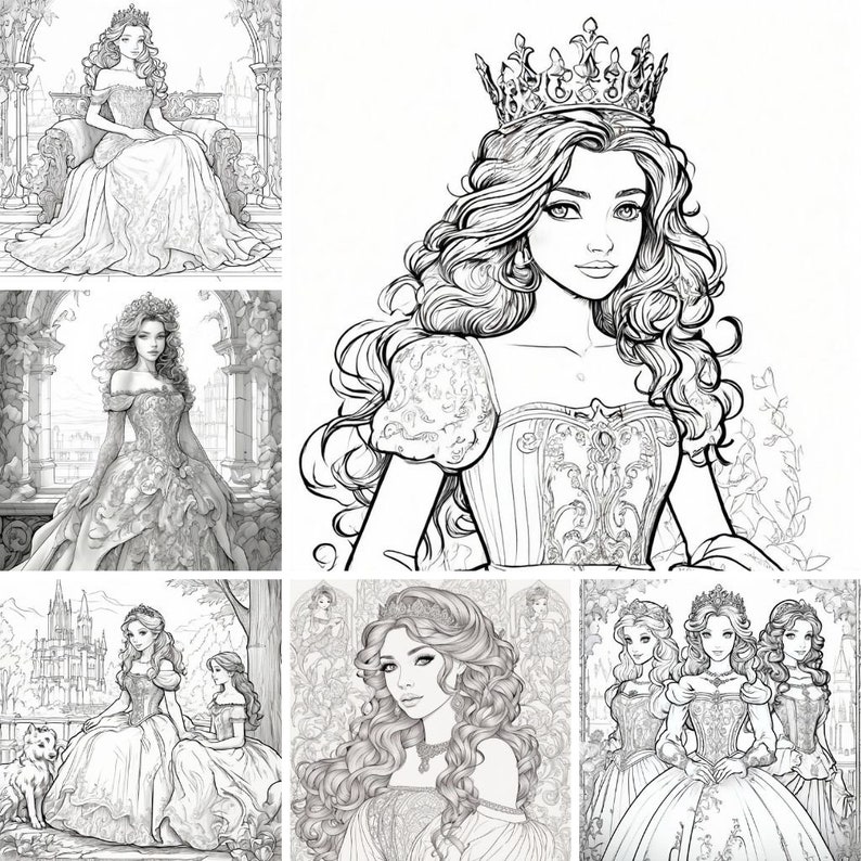 Magical Princesses: A World of Colors Princesses Coloring Book - Etsy