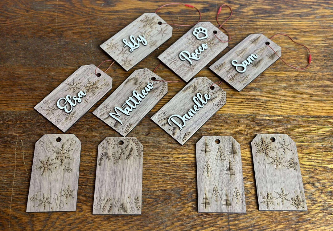 Personalized Rustic Christmas Gift Tags for Kids, Custom Snowflake ...