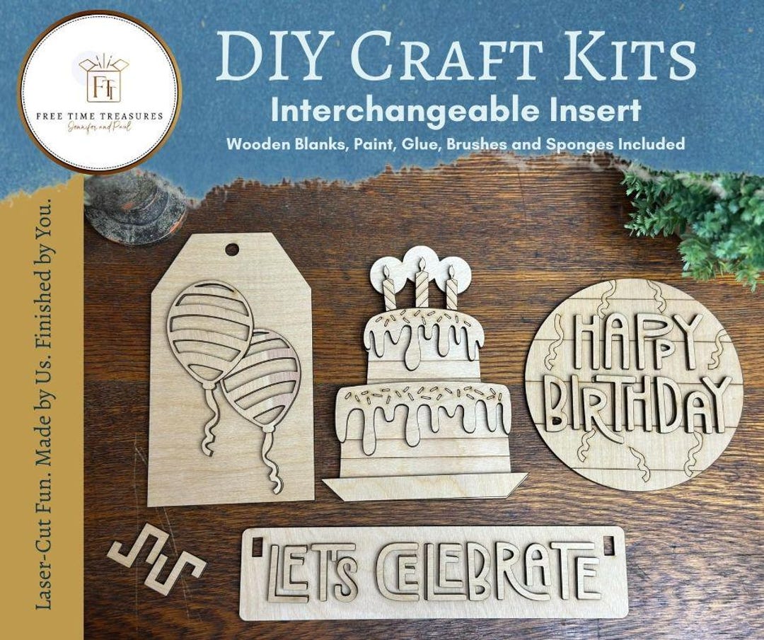 Birthday Celebration DIY Paint Party Kit, Interchangeable Diy Craft Kit ...