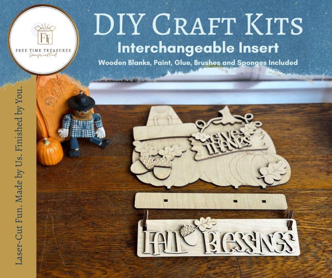 Give Thanks Pumpkin Sign Painting Kit, DIY Paint Party Kit, Unfinished ...
