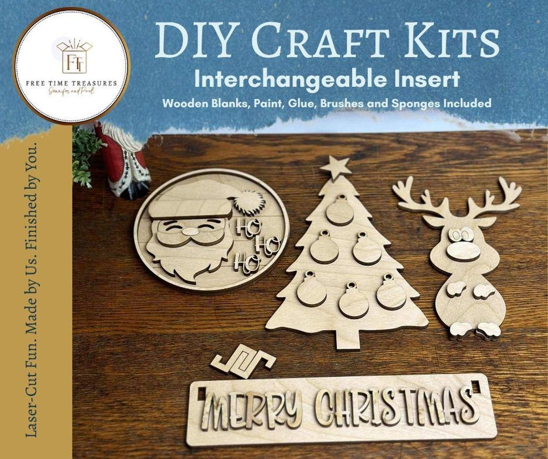 Merry Christmas Santa and Reindeer Wagon Insert DIY Kit - Etsy