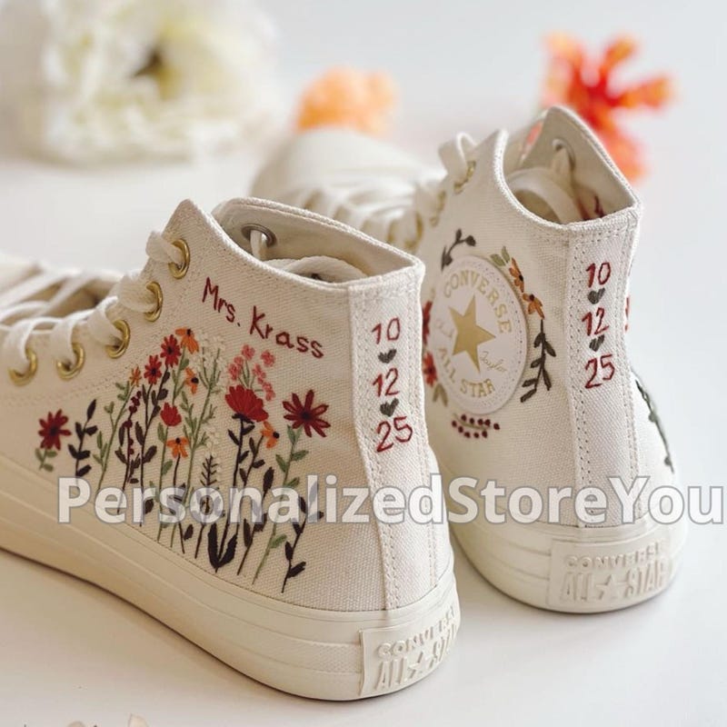 Custom Floral Wedding Shoes - Etsy UK