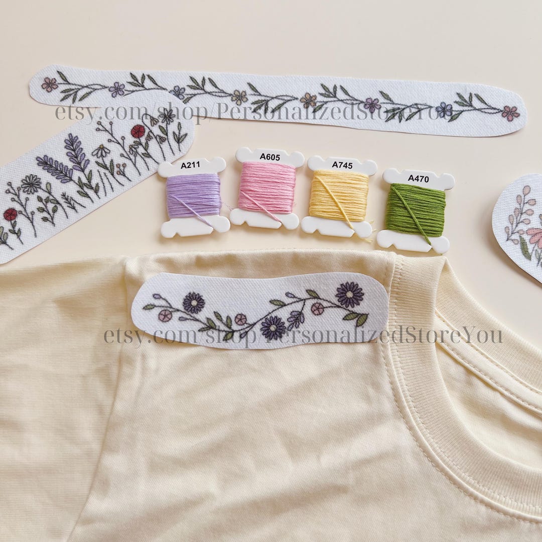 Floral Stick & Stitch Embroidery Transfers – DIY Fabric Crafting - Etsy