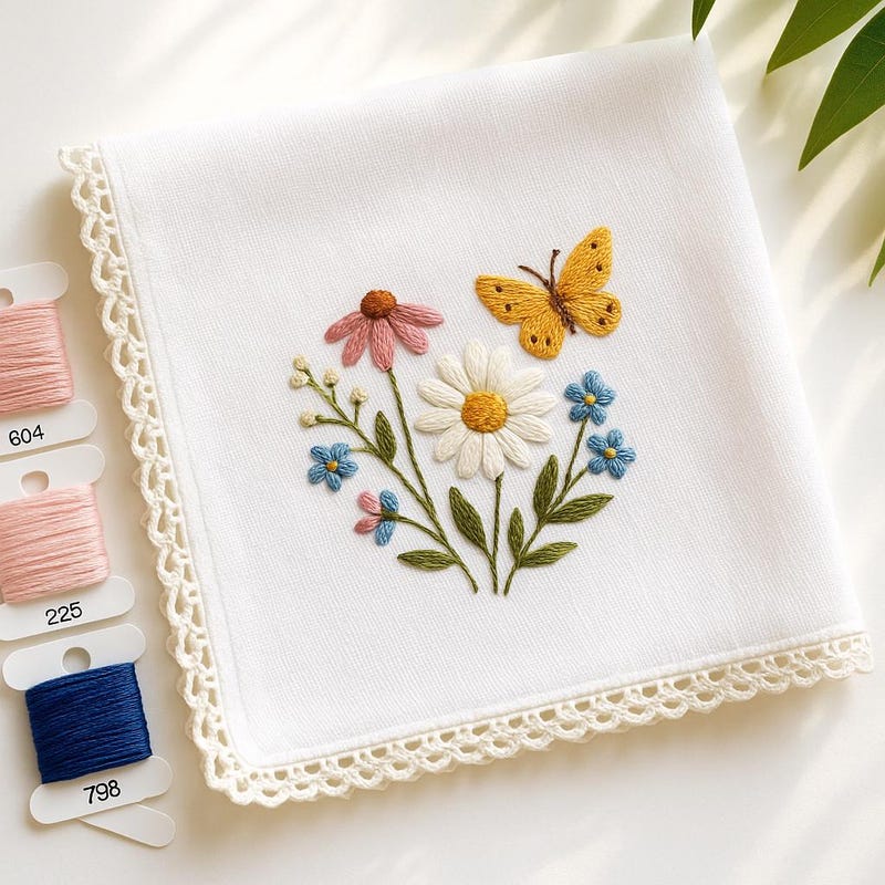 Handkerchief Embroidery Kit - Etsy
