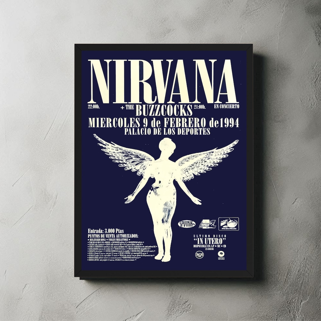 Nirvana Poster Kurt Cobain Concert Poster Band Poster Nirvana Home