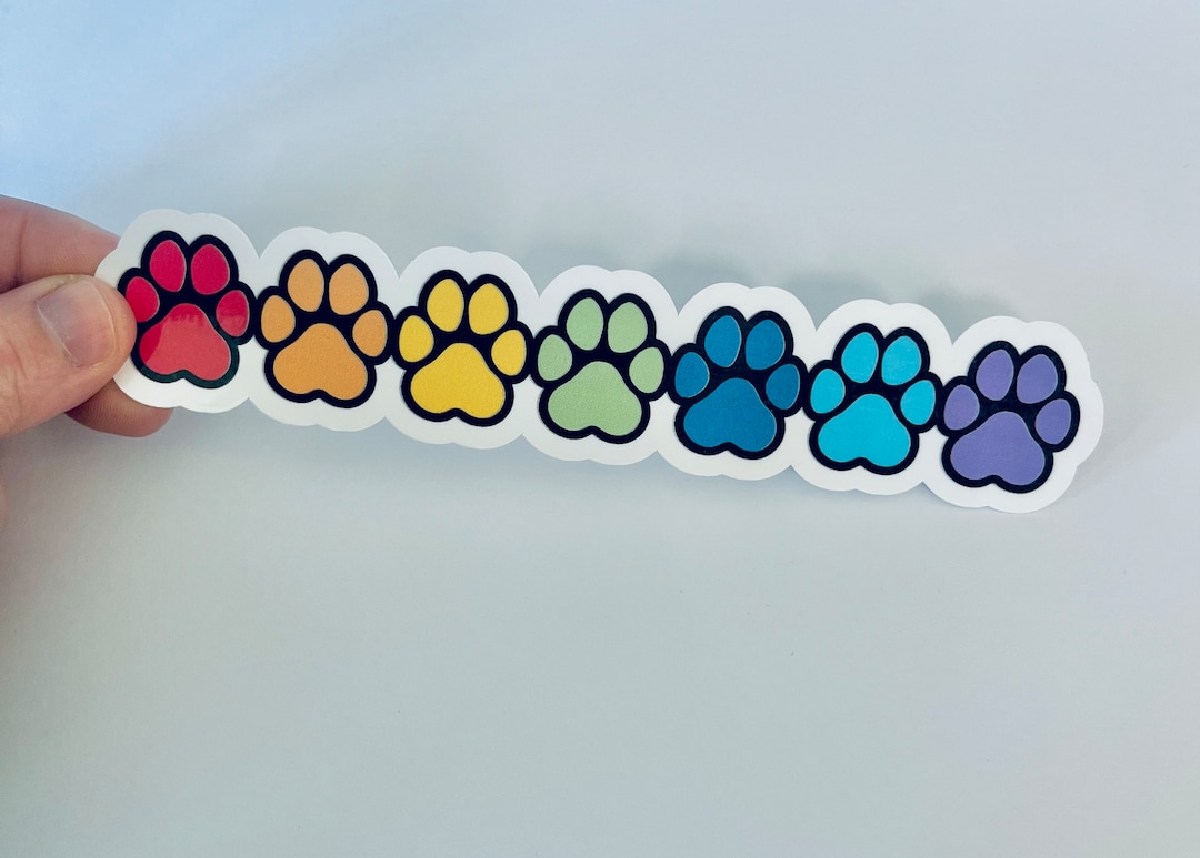 Rainbow Paw Print Stickers, Pride Sticker, Laptop Decals, Paper ...