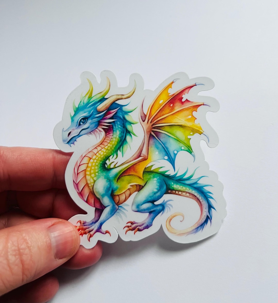 Dragon Sticker, Colourful Dragon Sticker - Etsy