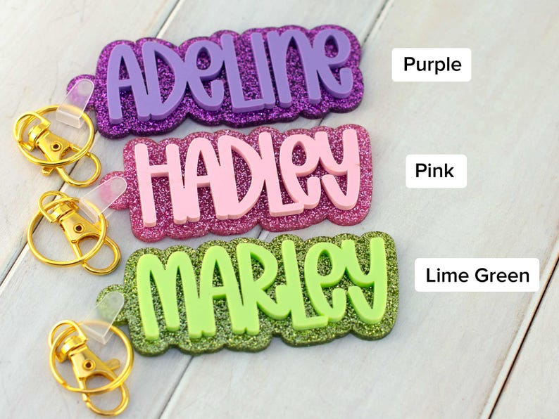 Personalized Name Tag Custom Backpack Keychain Name Tag Acrylic ...