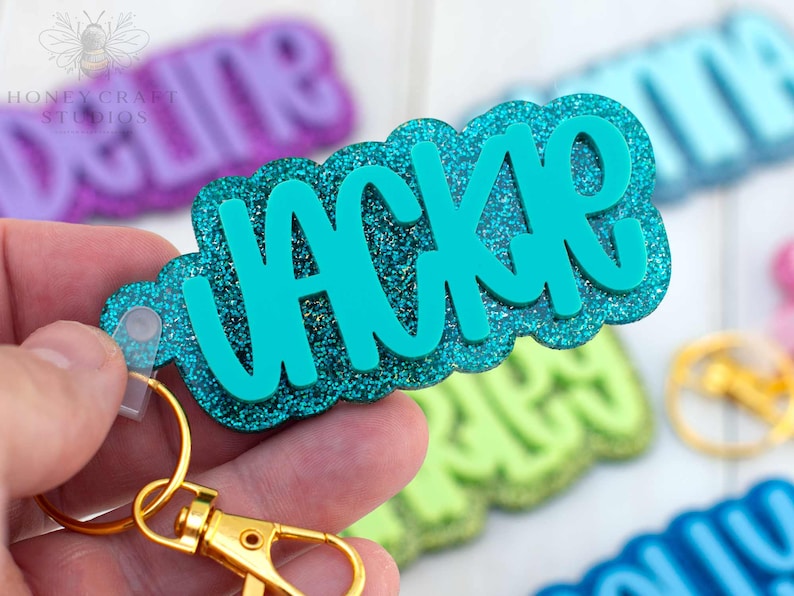 Personalized Name Tag Custom Backpack Keychain Name Tag Acrylic ...
