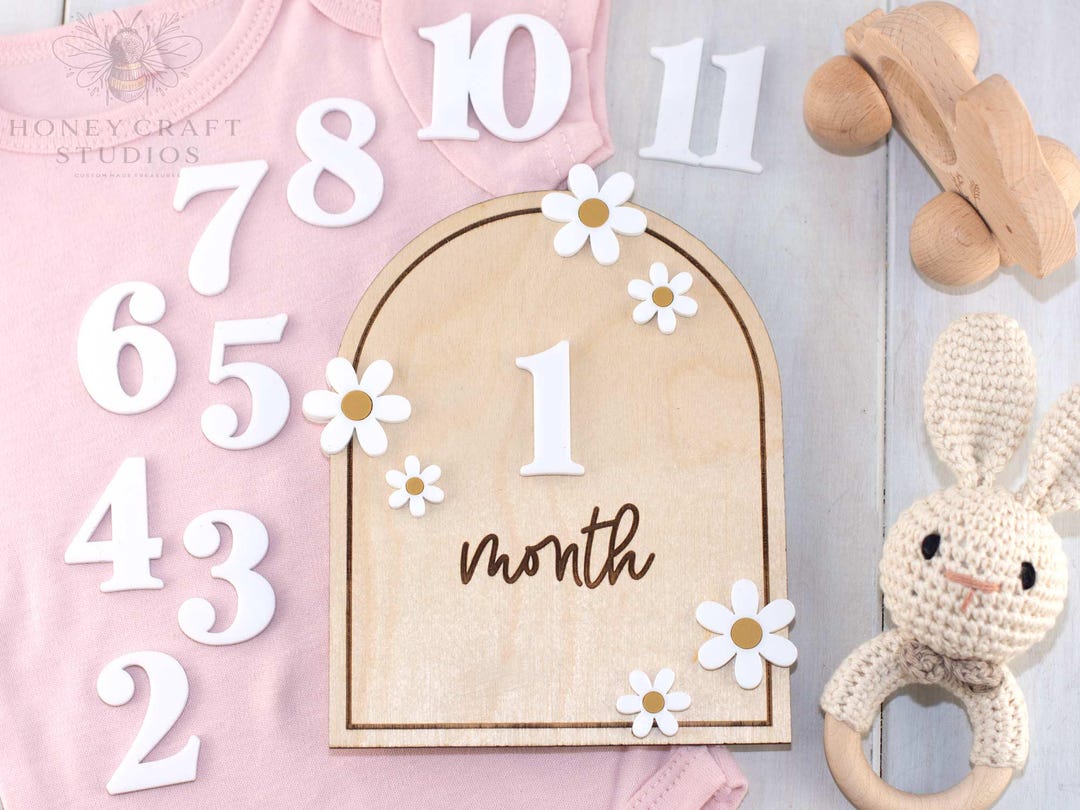 Personalized Baby Monthly Milestone Sign: Wooden Arch With Acrylic ...