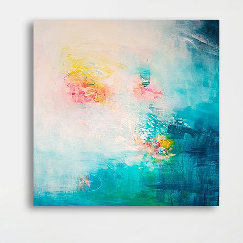 Extra Large Turquoise Wall Art Print Light Blue Abstract | Etsy