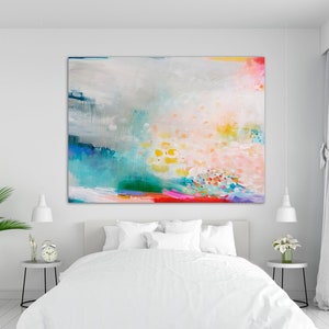 Abstract Landscape Print, Horizontal Abstract Art, White Multicolor ...