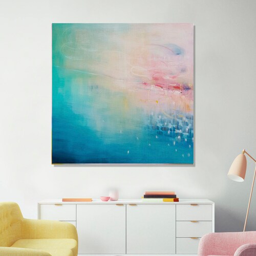 Extra Large Turquoise Wall Art Print Light Blue Abstract | Etsy