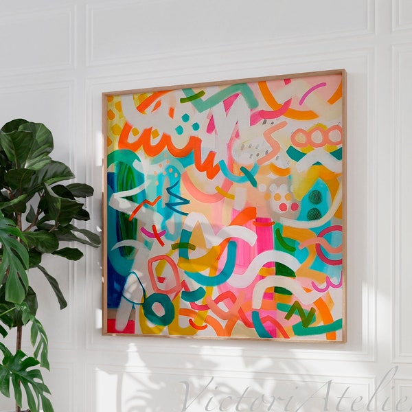 Large Colorful Art - Etsy