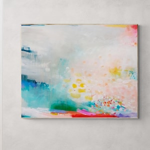 Abstract Landscape Print, Horizontal Abstract Art, White Multicolor ...