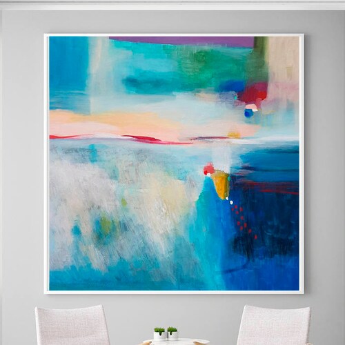 Extra Large Turquoise Wall Art Print Light Blue Abstract - Etsy