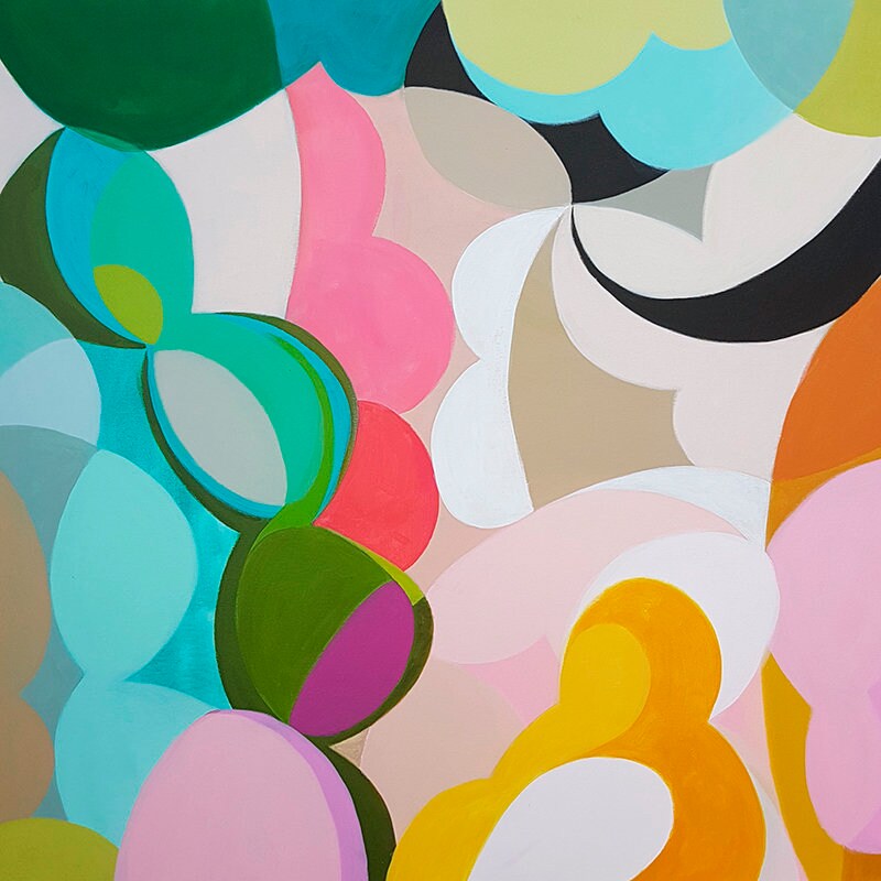 Abstract Art Print, Multicolor Large Wall Art, Geometric Pop Colorful ...