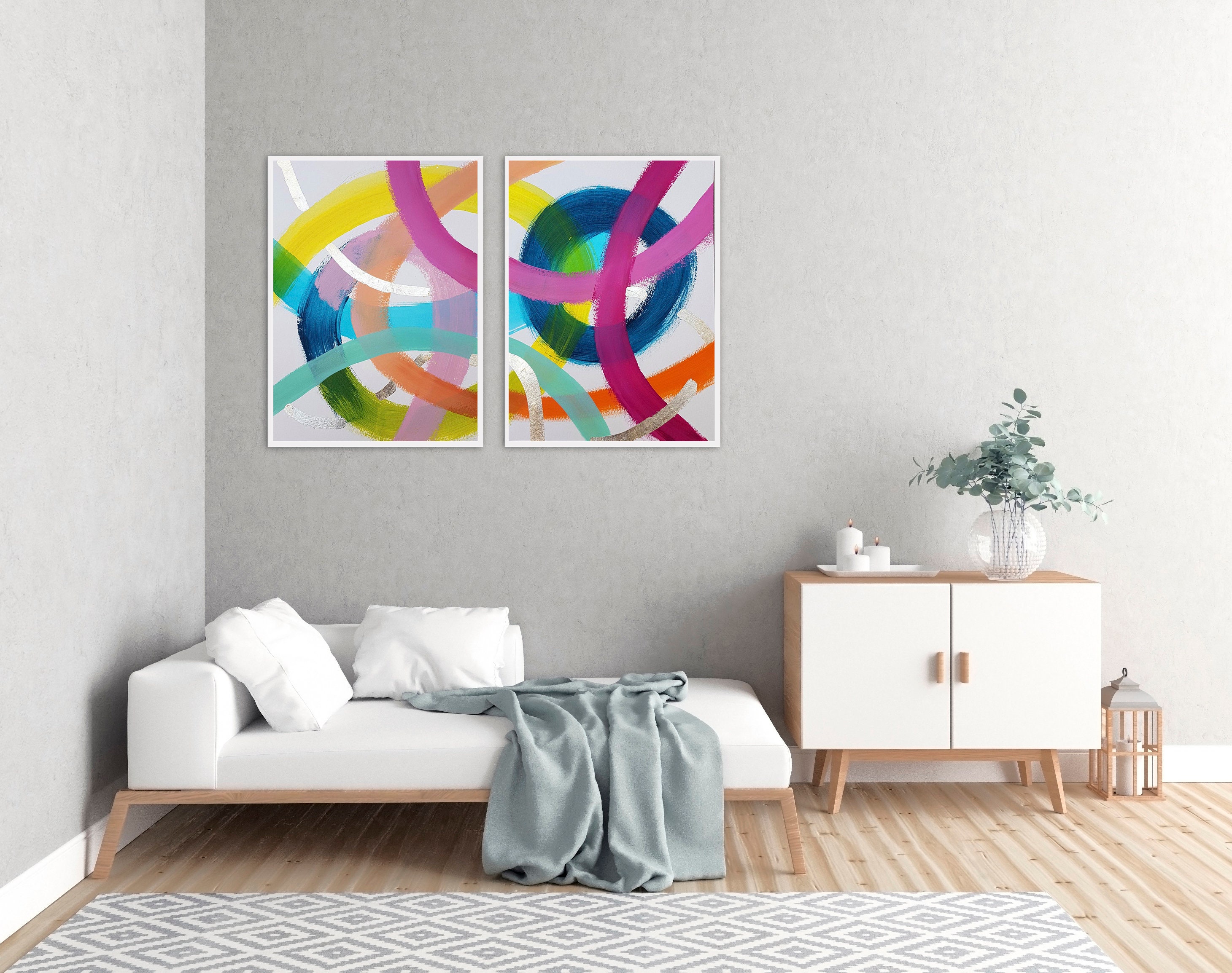 Set of 2 Abstract Prints Extra Large Wall Art Colorful and - Etsy
