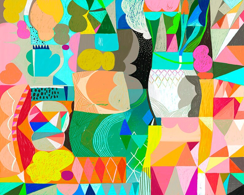 Geometric Abstract Giclée Print, Colorful Modern Wall Art - Etsy